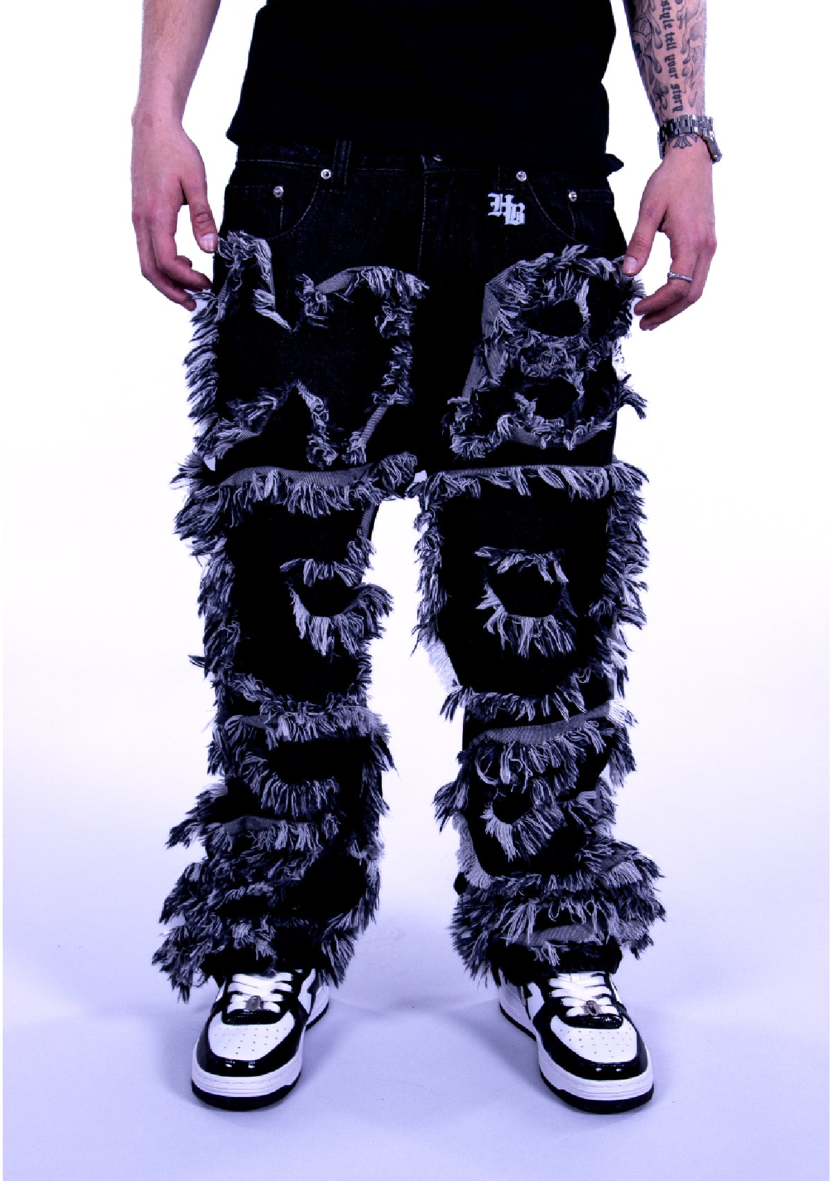 HOODBOYZ RIPPED JEANS [BLACK]